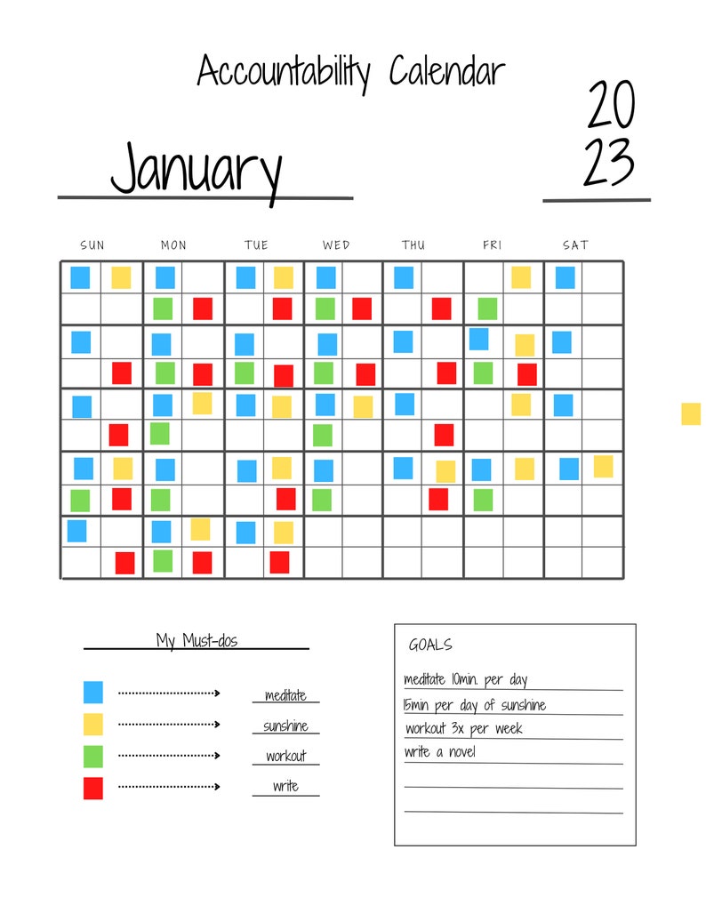 Accountability Calendar/habit Tracker (digital File) - Etsy