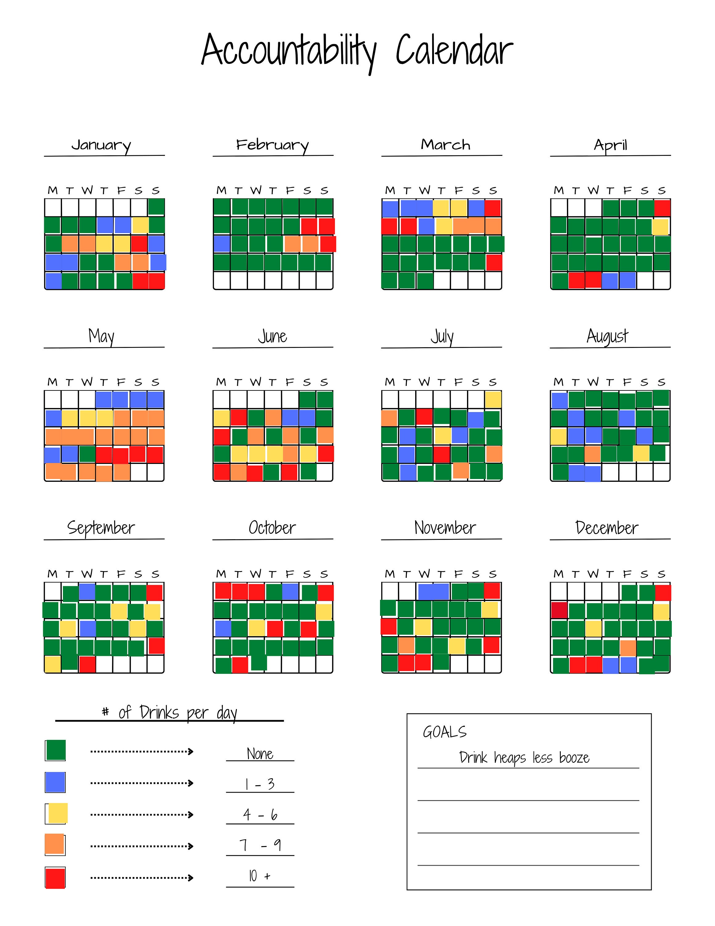 Accountability Calendar/habit Tracker (digital File) - Etsy