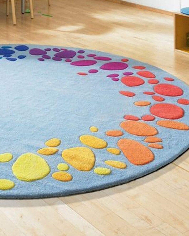 10x10 Colorful Stone Rug Hand Tufted Rugs, Rug for Bedroom, Living ...