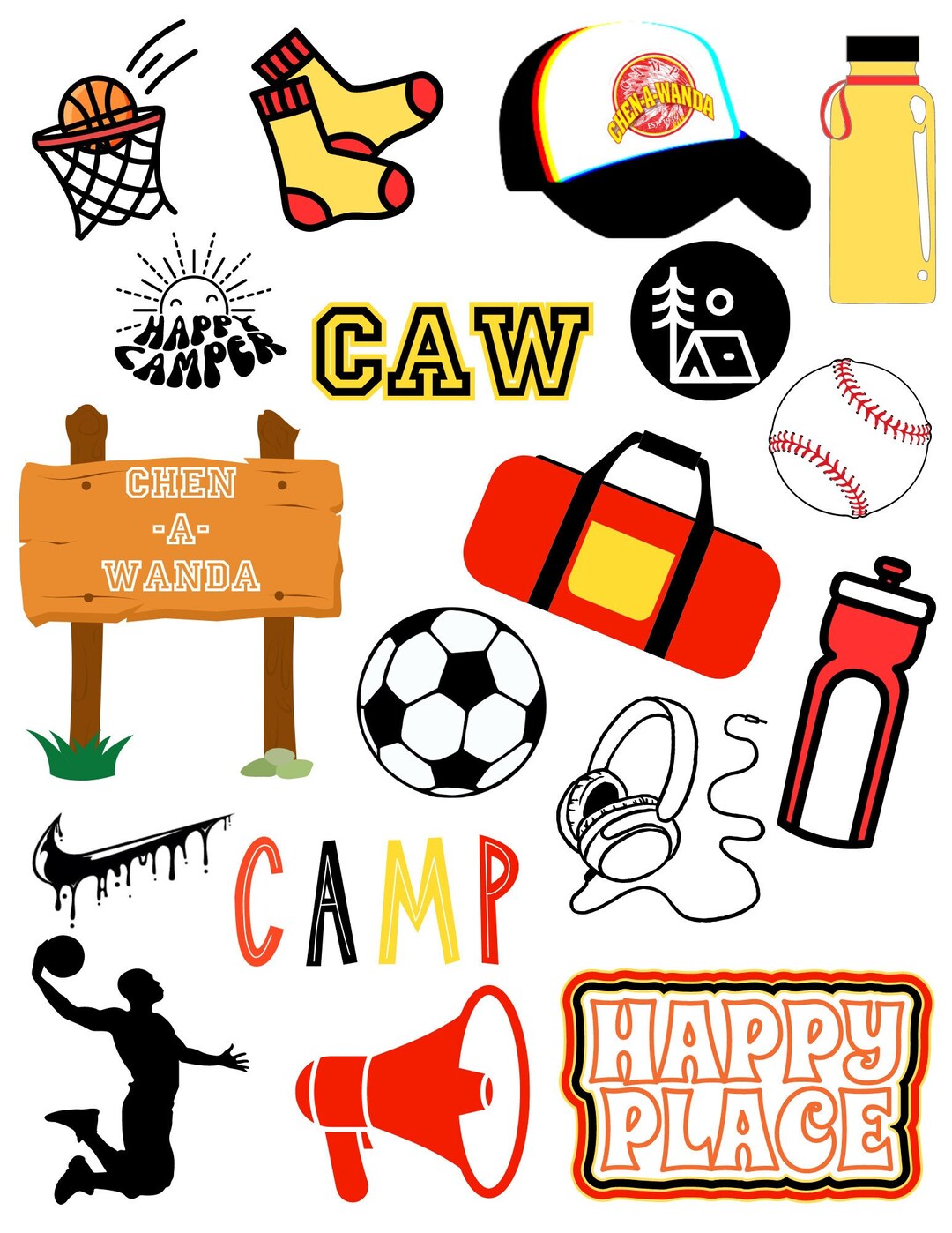 Custom Camp Sticker Sheet: Waterproof Vinyl Decals - Etsy
