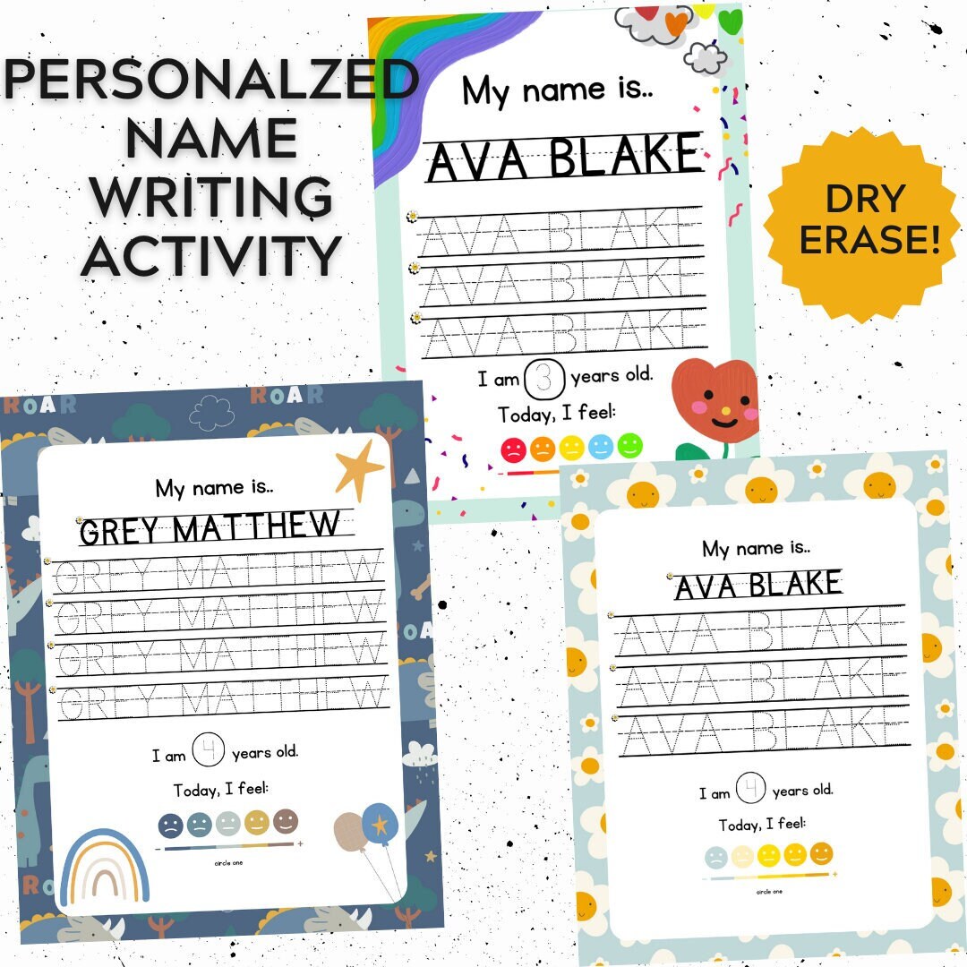 Name Tracing Worksheet, Learn to Write, Dry Erase Name Practice - Etsy