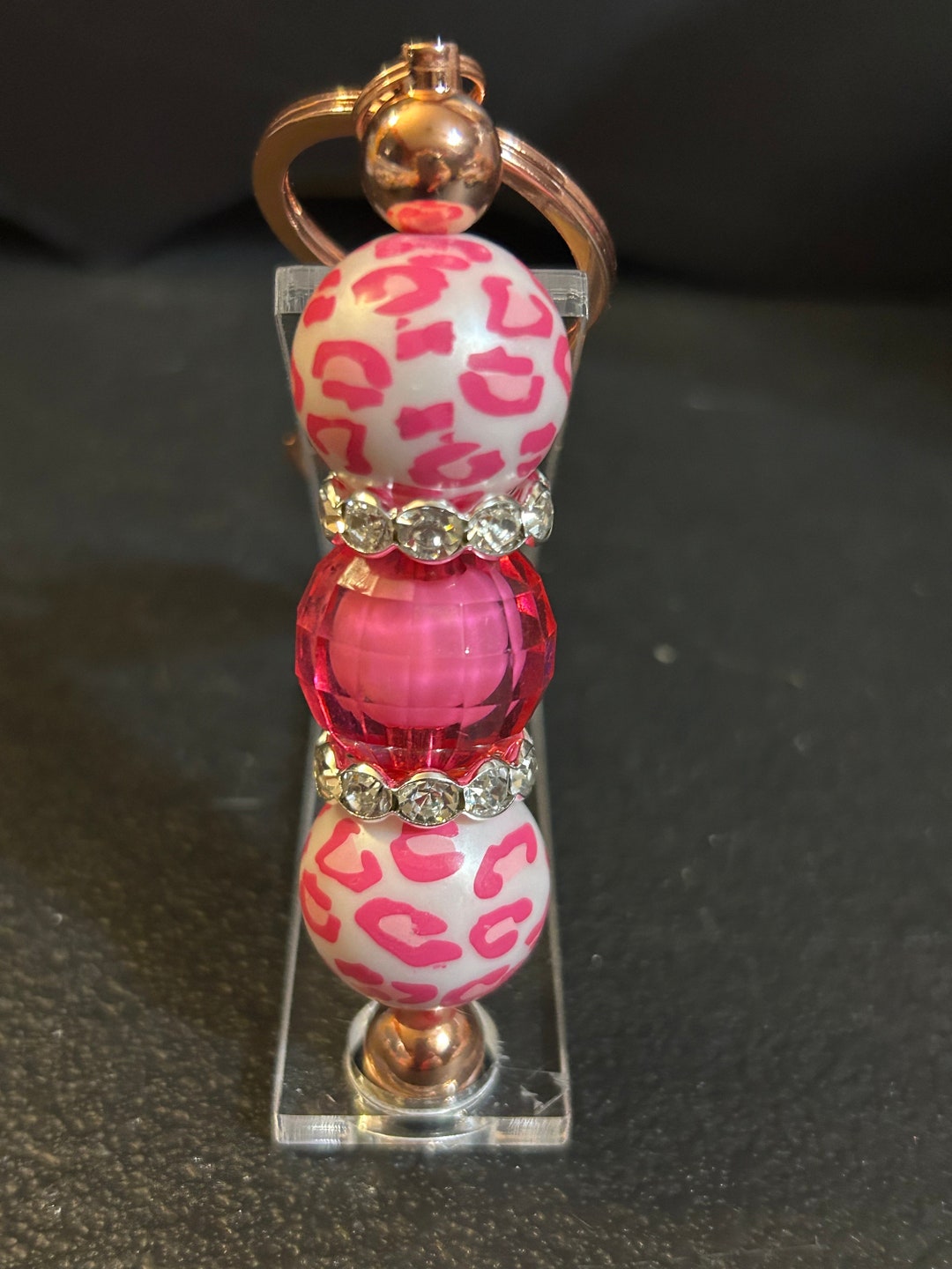 Pink Leopard Print Keychain - Etsy