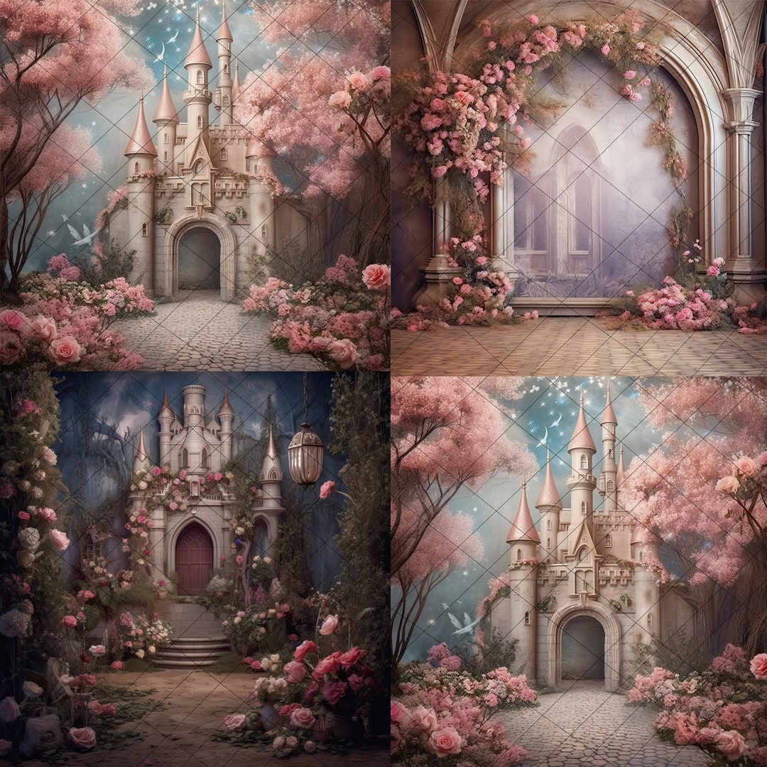 4 Enchanted Castle Digital Backdrops - Etsy