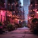 Pink City Alley Digital Backdrop, City Lights Digital Backdrop, Pink ...