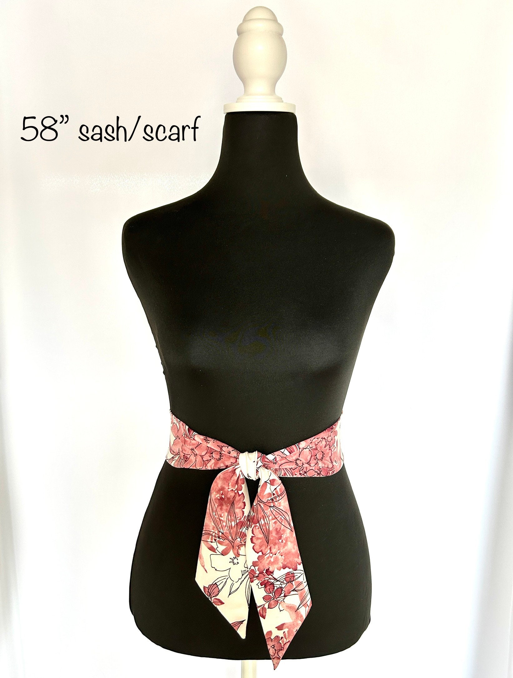 Scarf Floral Sash Belt Hair Tie Wrap Short Scarf Skinny Scarf Chiffon ...