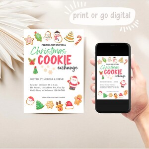 EDITABLE Christmas Cookie Exchange Invitation, Holiday Cookie Exchange ...
