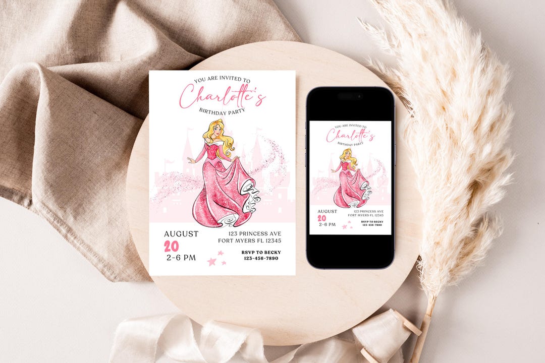 Princess Birthday Party Printable Invite Instant Download Pretty ...