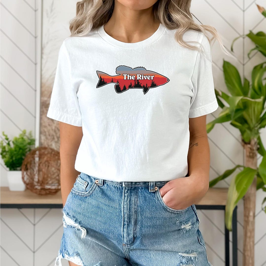 The River Sunset Tee Shirt, River Shirt, the River Fish Tee, Nautical ...