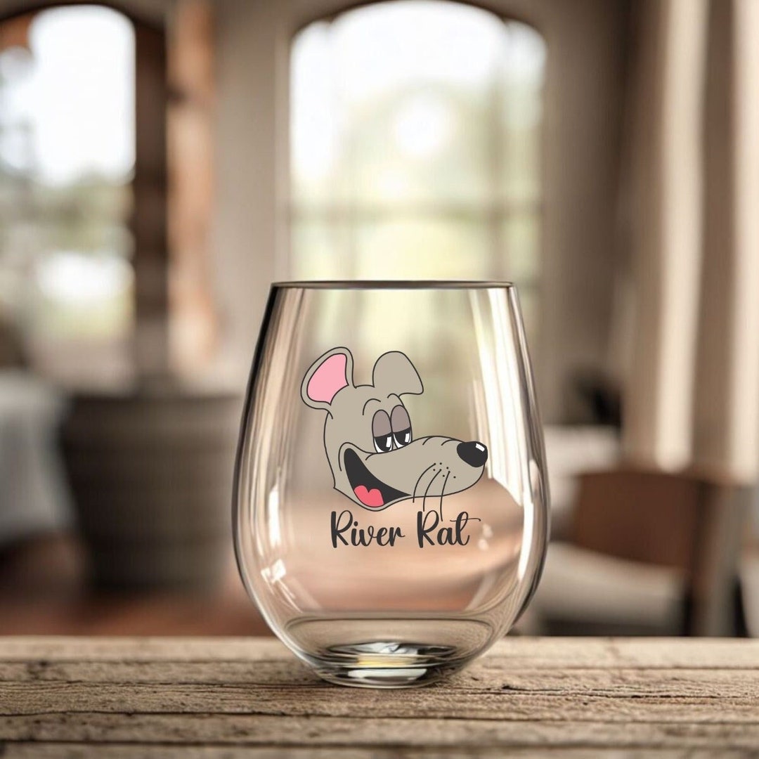 River Rat Stemless Wine Glass, Wine Glass Gift, River Rat Gift, River ...