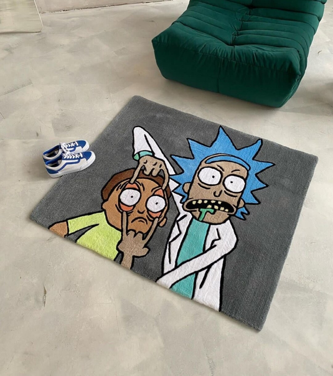 Rick and Morty Handmade Custom Tufted Rug/bad Room Rug/cool Rug/ Living ...