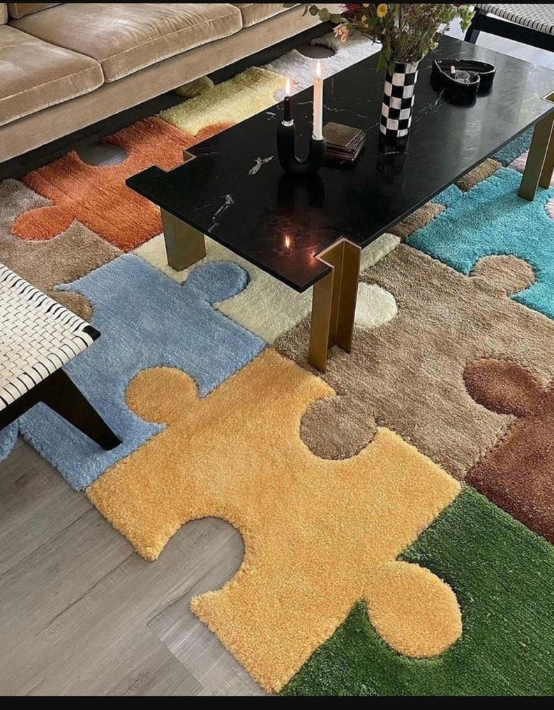Handmade Custom Tufted Puzzle Area Rug /jigsaw Puzzle Rug/handcrafted ...