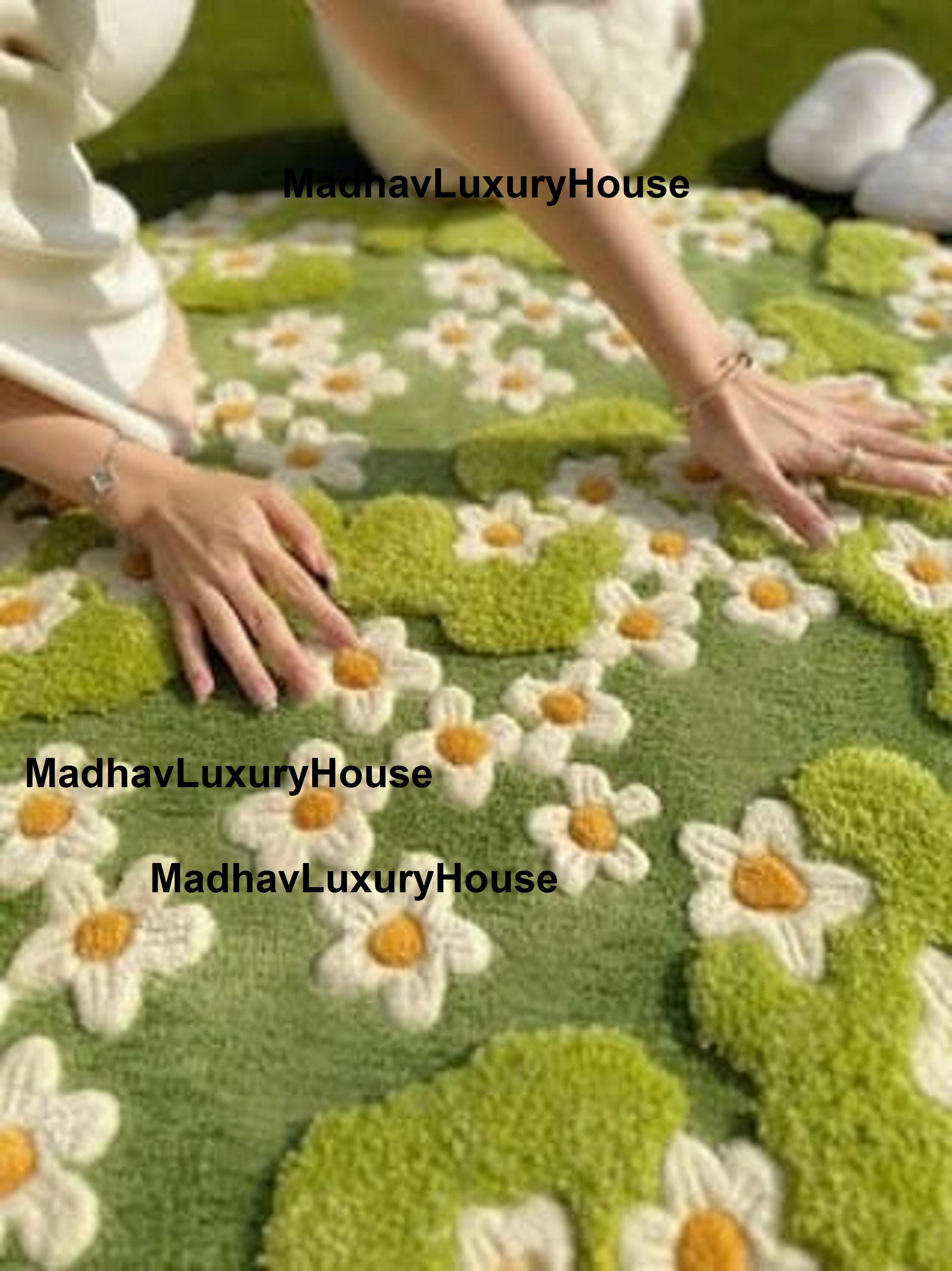Green Garden Tufted Rug Hand Tufted Grass Flower Carpet/carpet for Kids ...