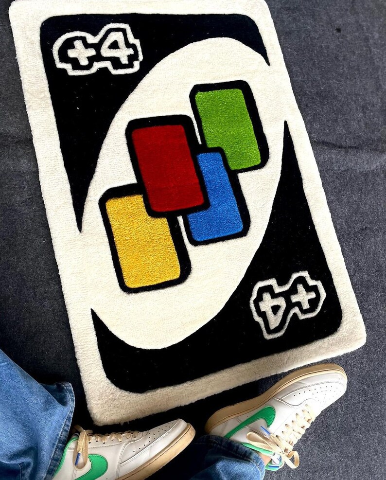 Uno Tufted Rug Card - Reverse +4 Card Rug, Colorful Rug, Modern Rugs ...