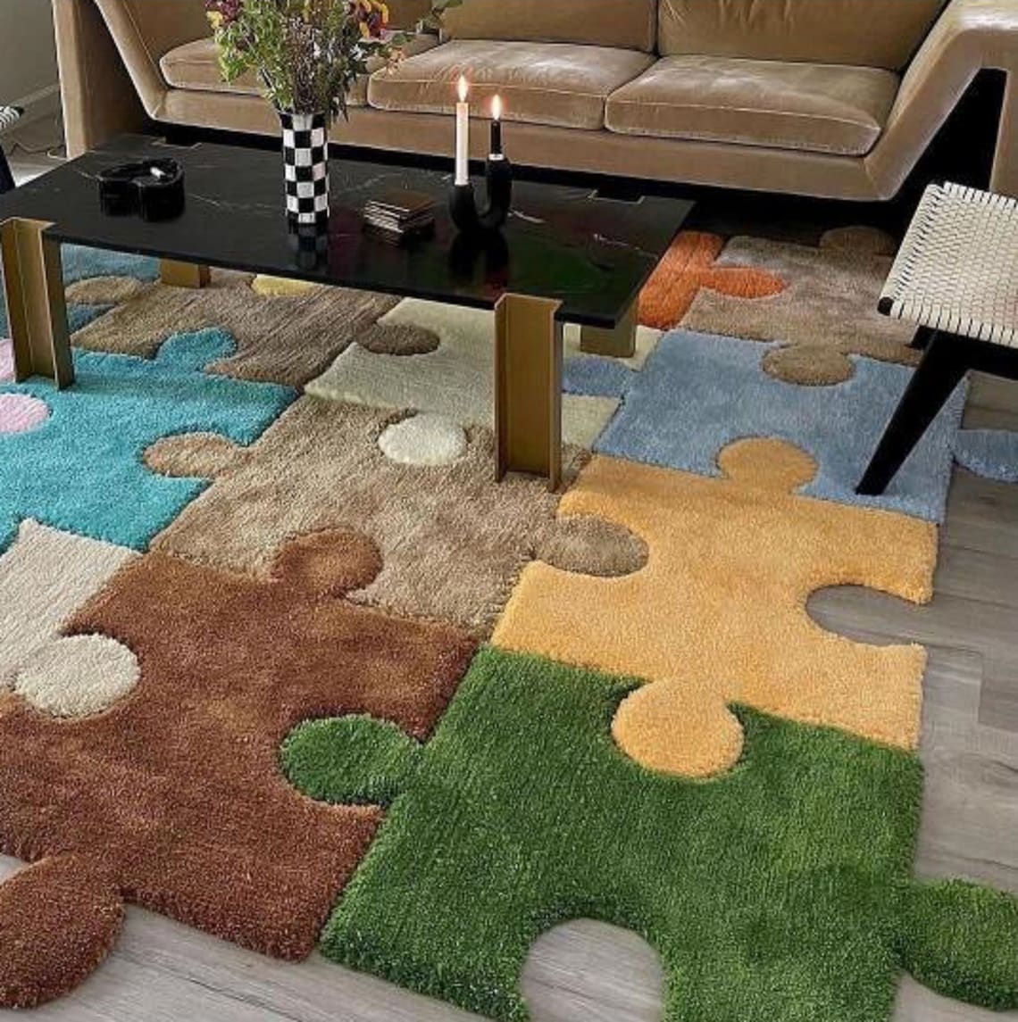 Handmade Custom Tufted Puzzle Area Rug /jigsaw Puzzle Rug/handcrafted ...
