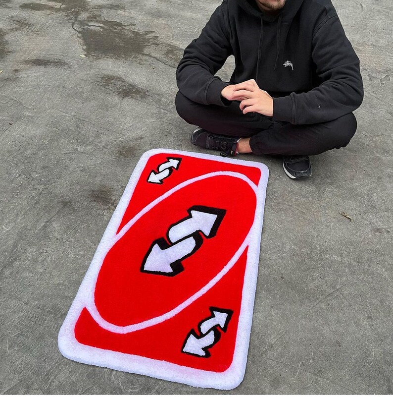 Uno Tufted Rug Card - Reverse +4 Card Rug, Colorful Rug, Modern Rugs ...