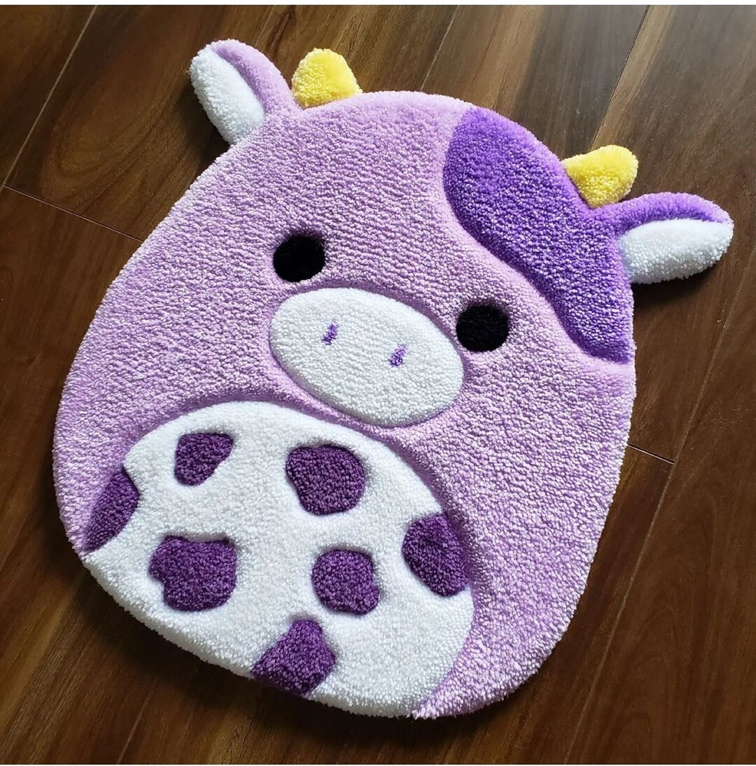 Custom Squishmallow Cow Kellytoy Bubba Purple Tufted Rug/tufting Rug - Etsy