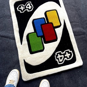 Uno Tufted Rug Card - Reverse +4 Card Rug, Colorful Rug, Modern Rugs ...