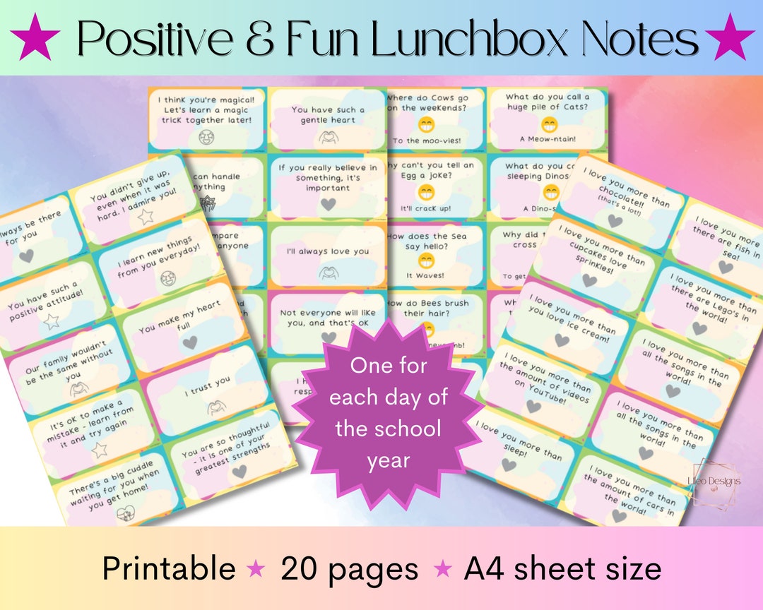 Lunchbox Notes for Kids, Positivity for Kids, Lunchbox Notes, Empower ...