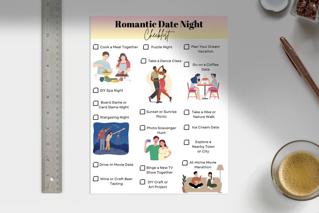 Romantic Date Night Ideas Checklist Couples Date Planner Fun, Unique ...