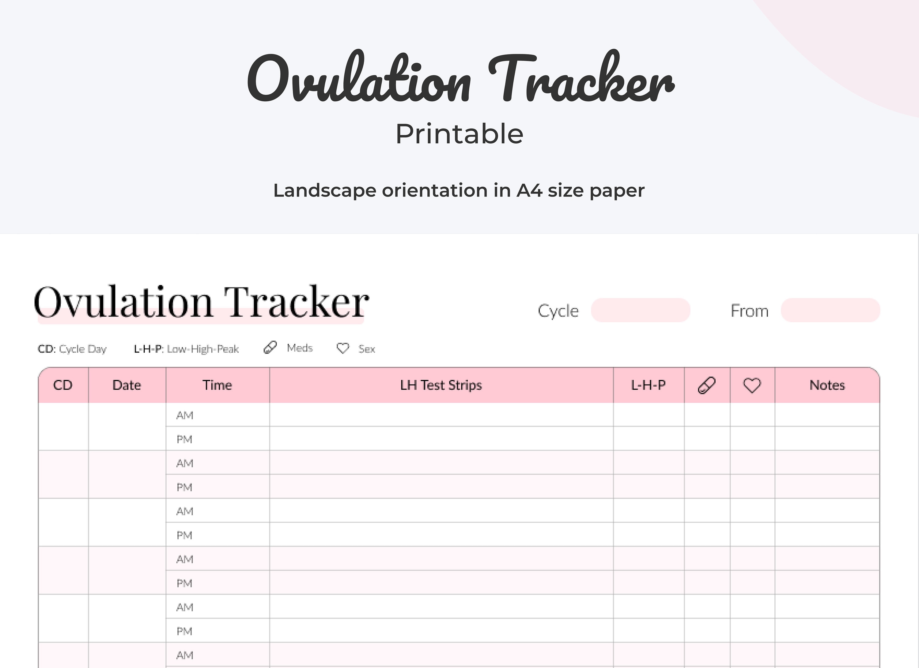 Ovulation Tracker Printable, OPK Predictor Kits Log Fertility TTC ...