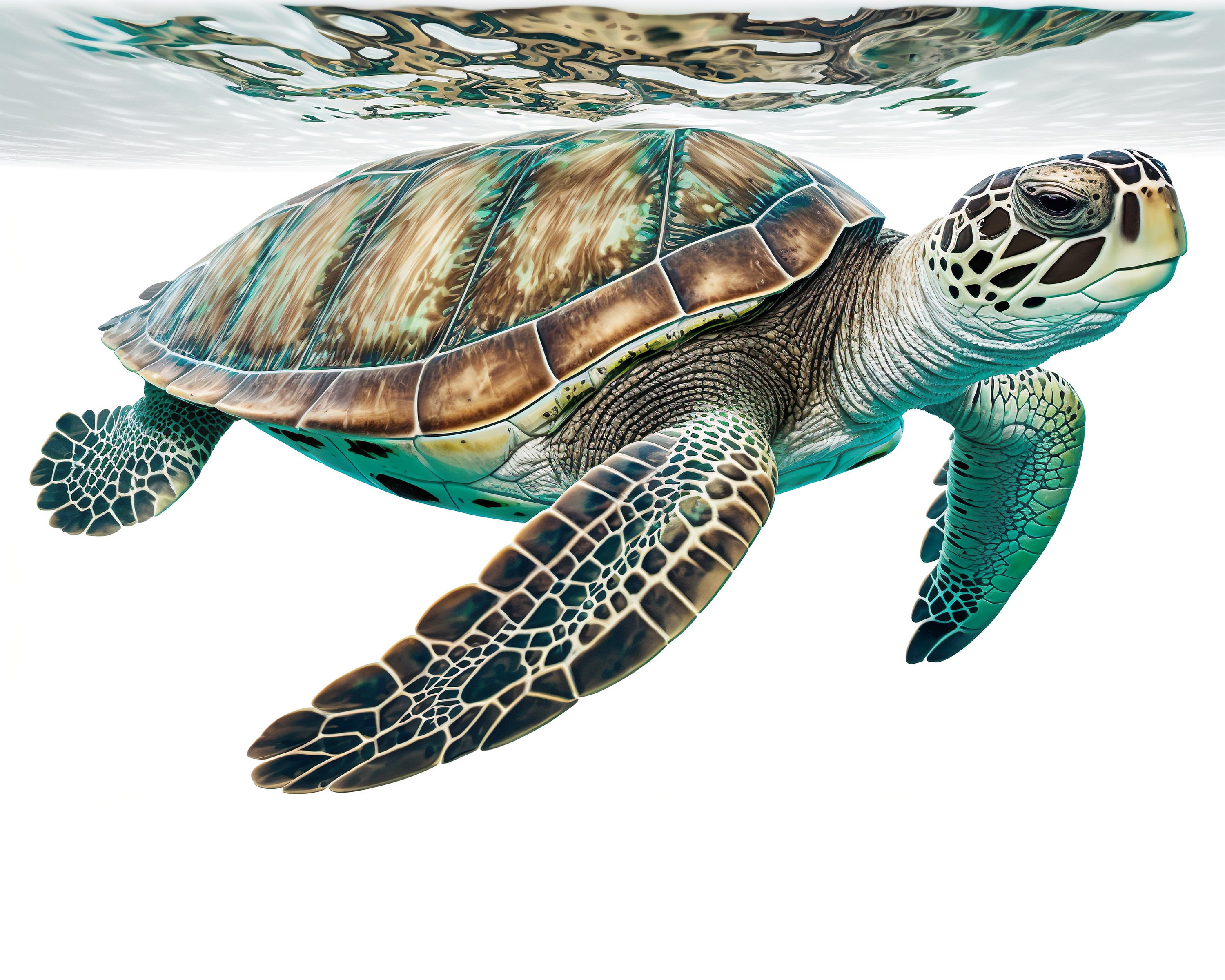 Beige and Blue Sea Turtle Wall Art on White Background | Printable ...