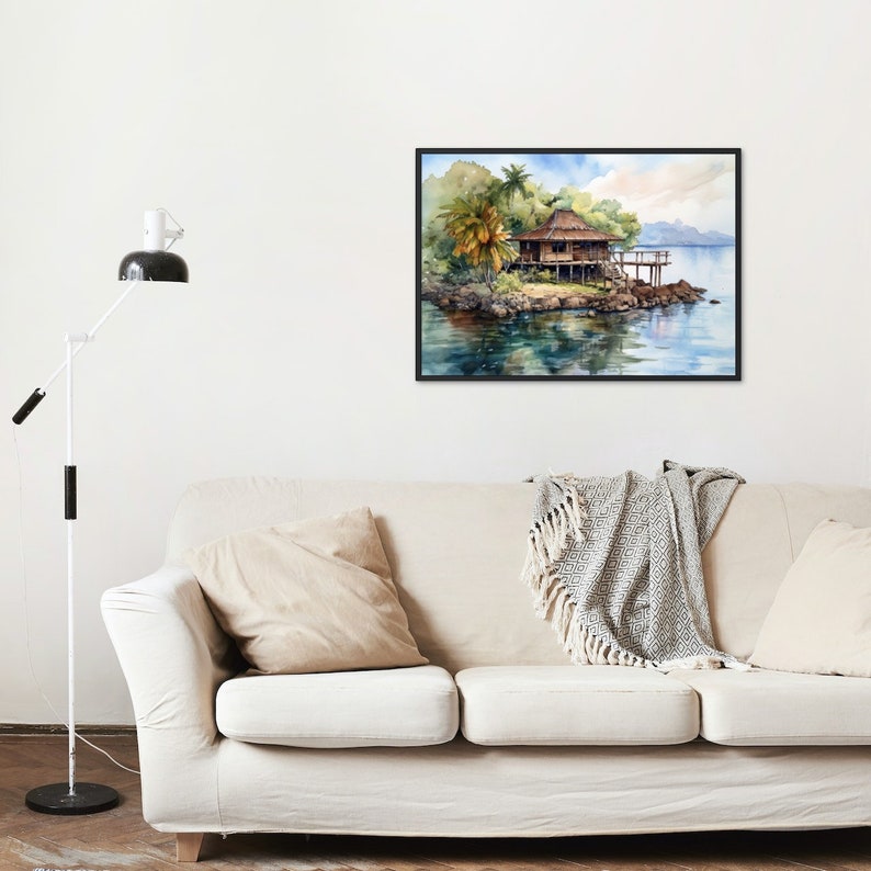 Colorful Tropical Beach Hut | Printable Ocean Art and Beach Prints ...