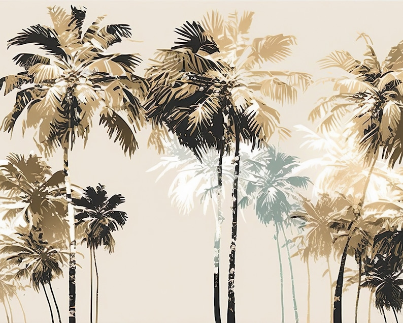 Beige Palmtrees on Tropical Beach | Printable Ocean Art and Beach ...