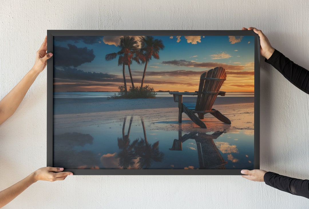 Chair on a Tropical Beach | Printable Ocean Art and Beach Prints ...