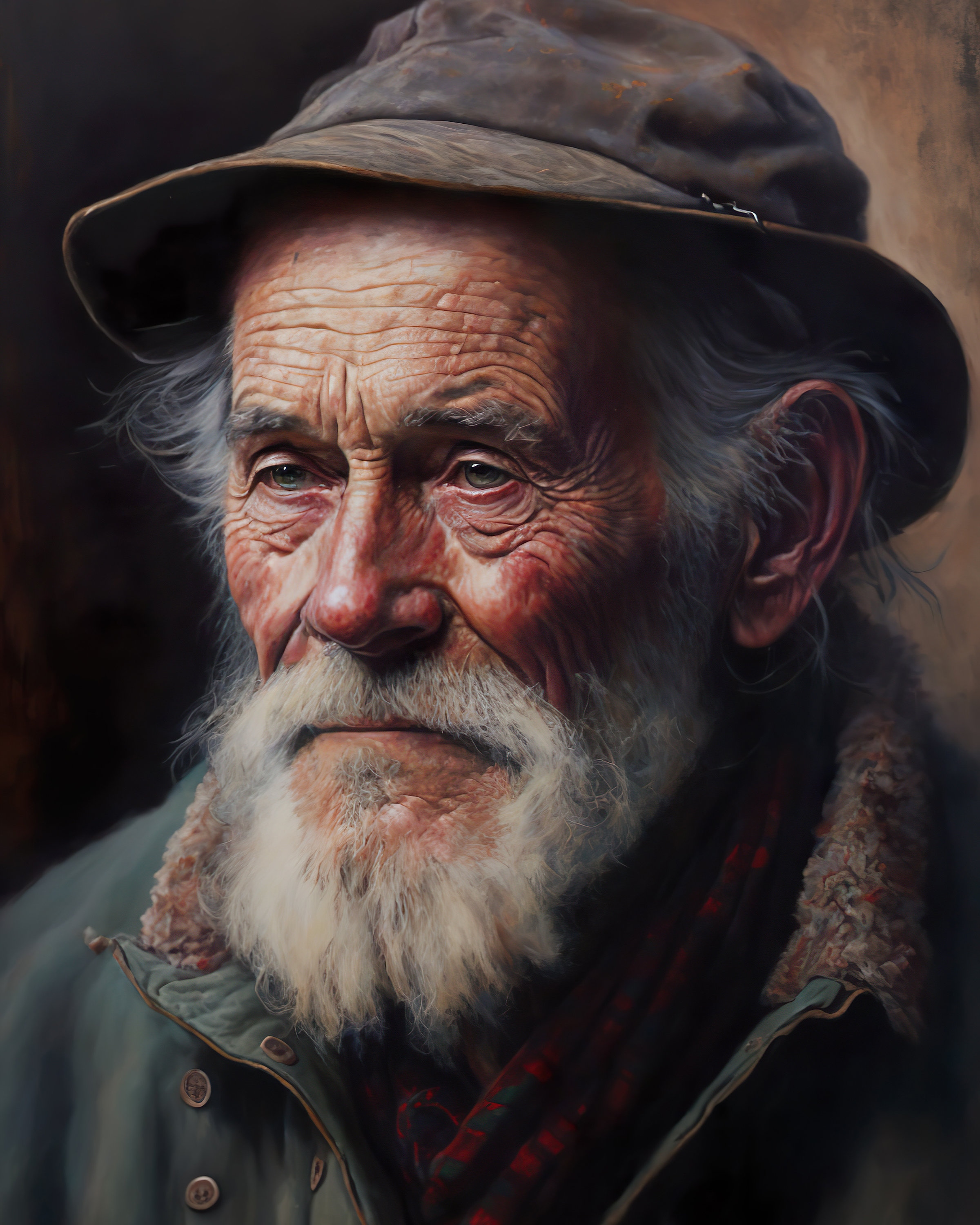 Rustic Vintage Portrait of Old Man With Beard Digital Print Download ...