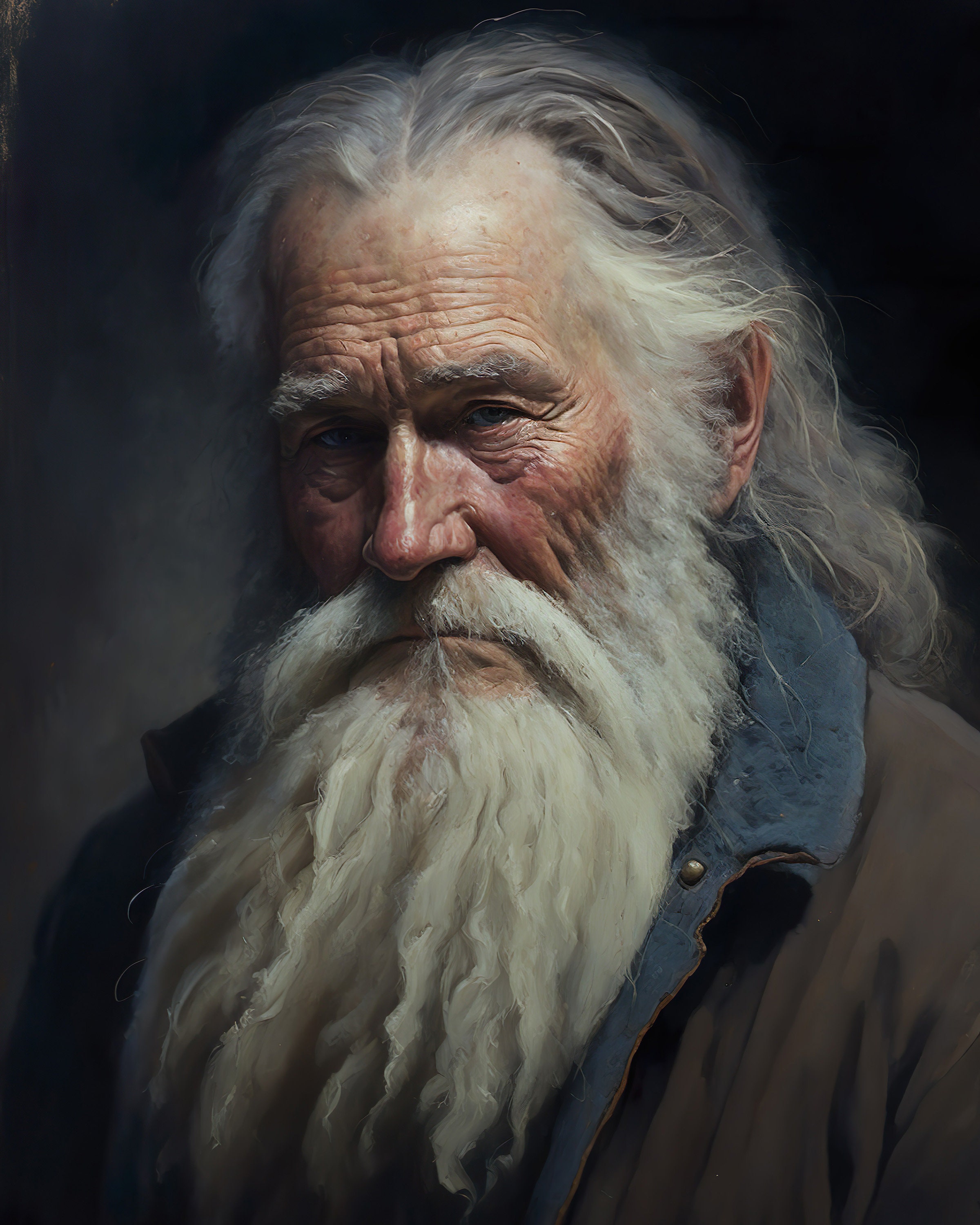 Rustic Vintage Portrait of Old Man With Beard Digital Print Download ...