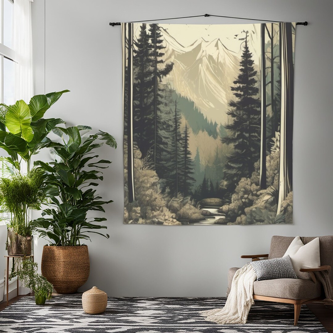 Forest Tapestry Home Decor, Forest Spirit Living Room, Botanical ...
