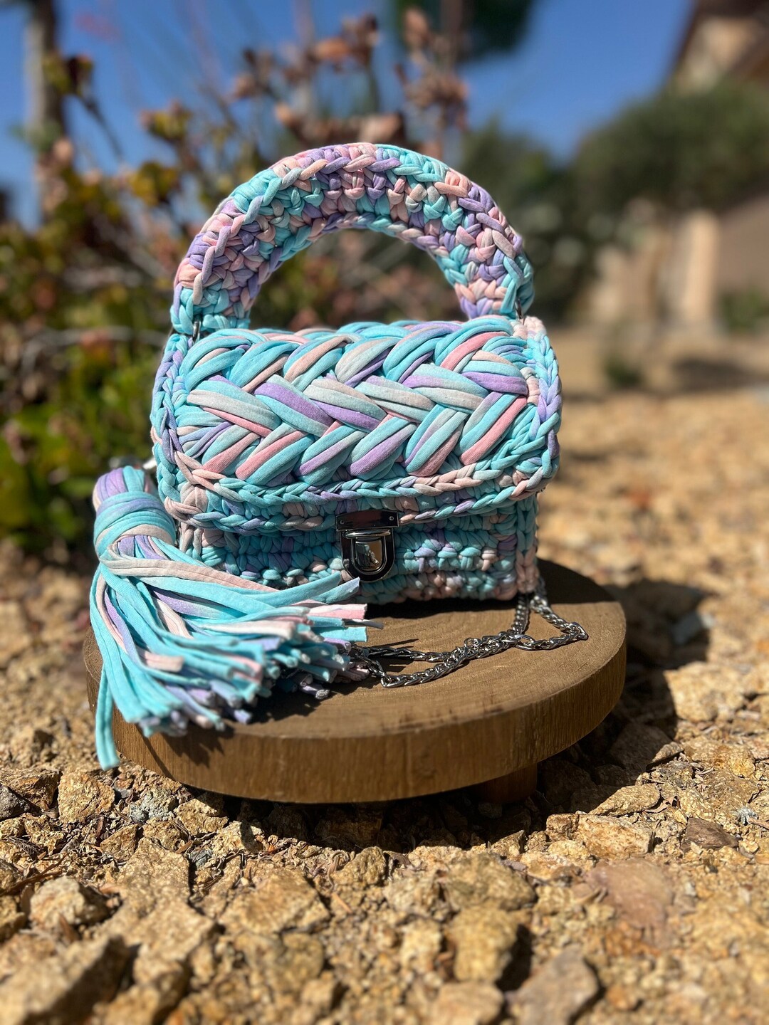 Rainbow Crochet Puff Bag - Etsy