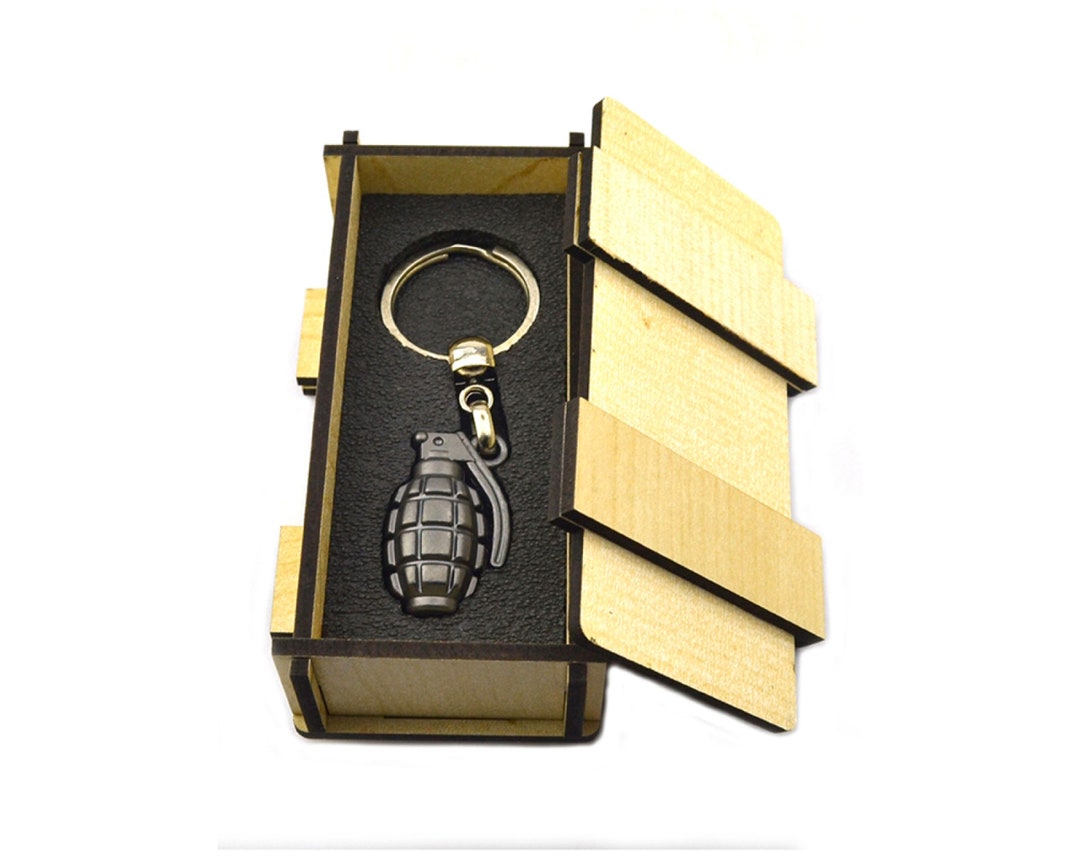 Grenade Keychain in Wooden Box for Gun Enthusiast Husband - Etsy