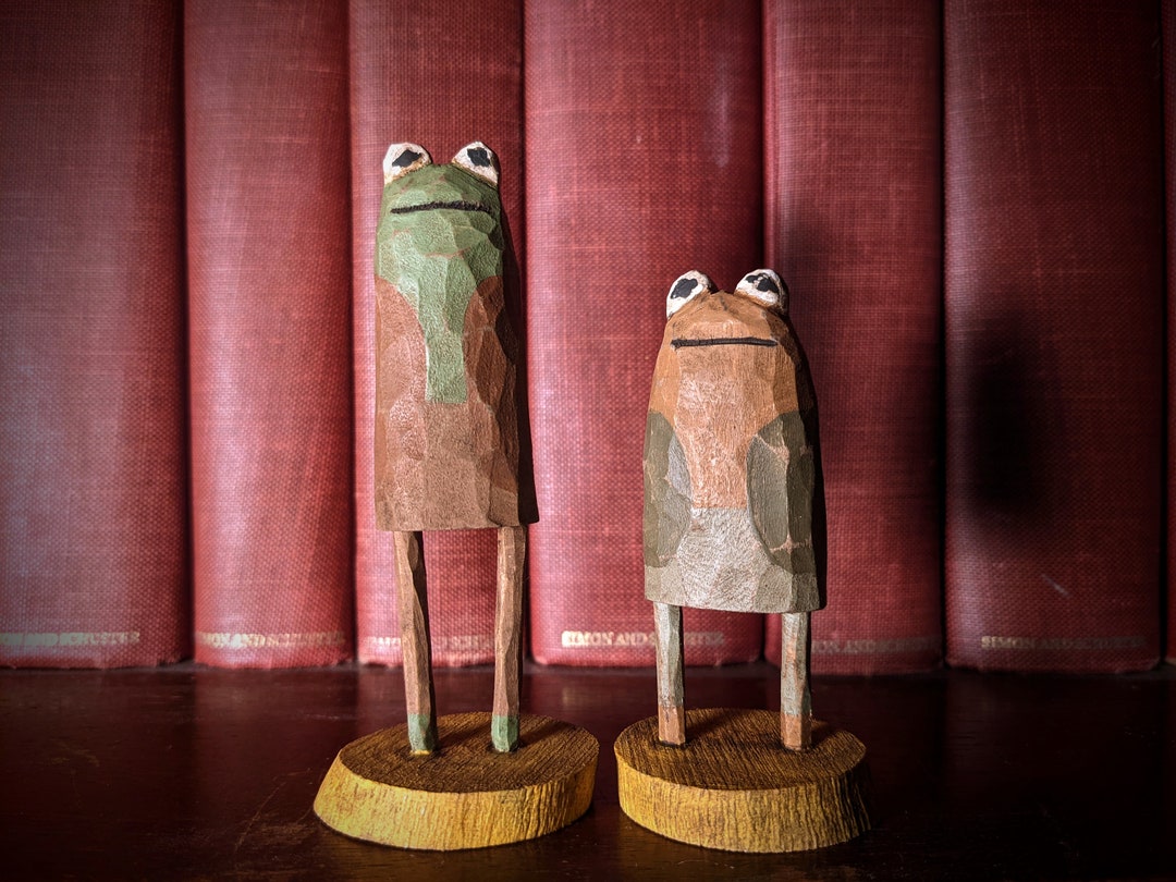 Frog and Toad Wooden Figurines - Etsy