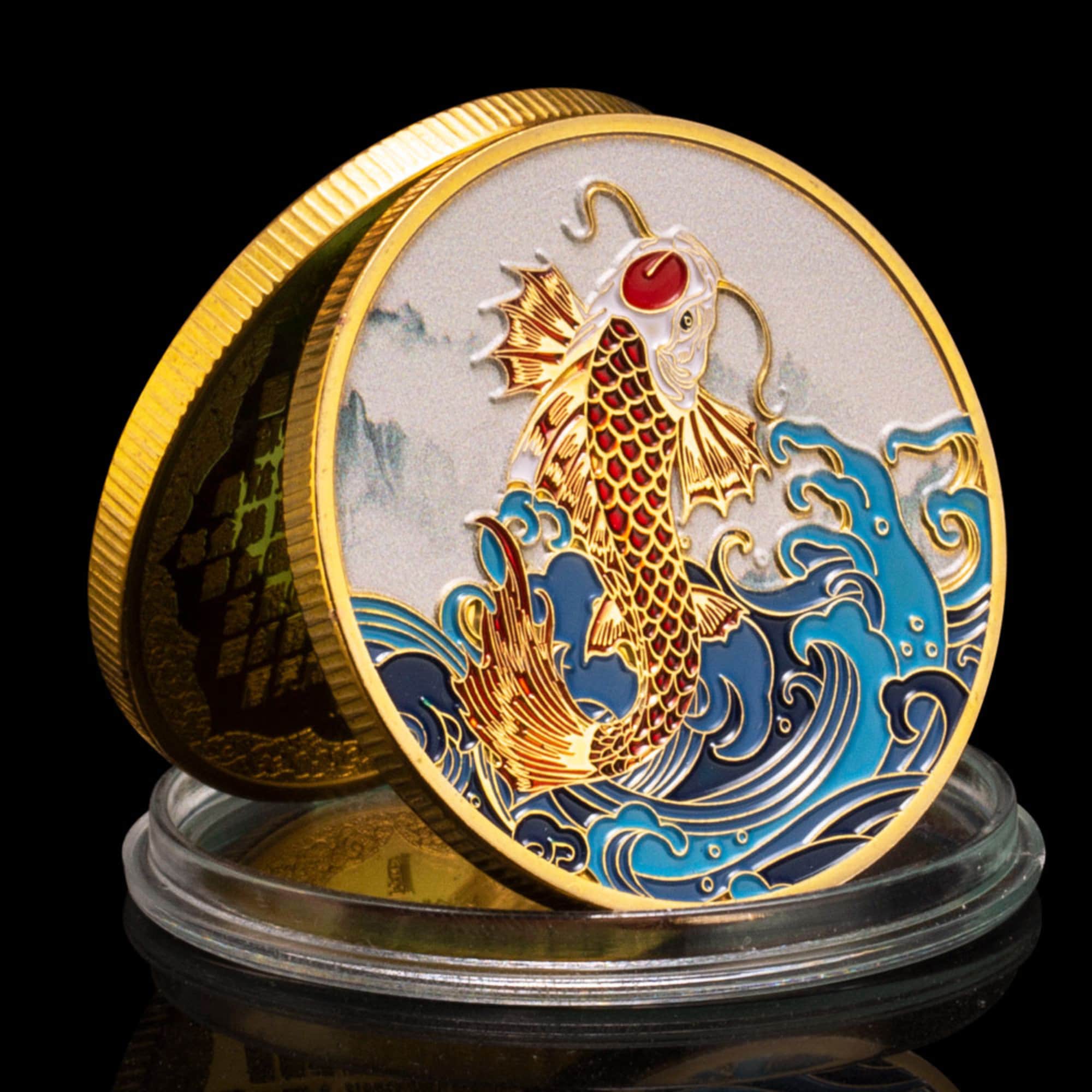 Lucky Coin, Chinese Coin, Fish, Gold Plated, Coin, Koi Carp, Room Decor ...