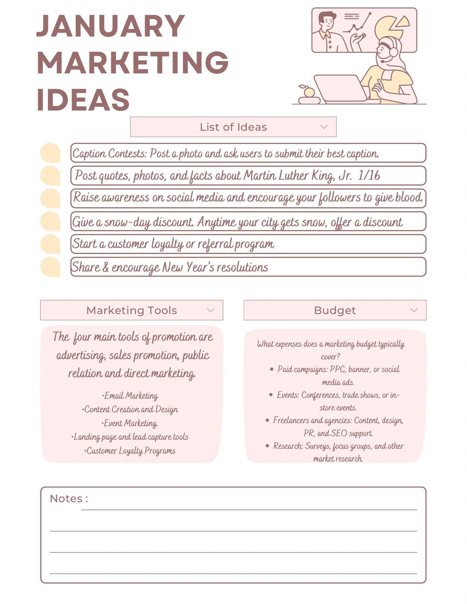 January Marketing Ideas Printable Instant Download File - Etsy