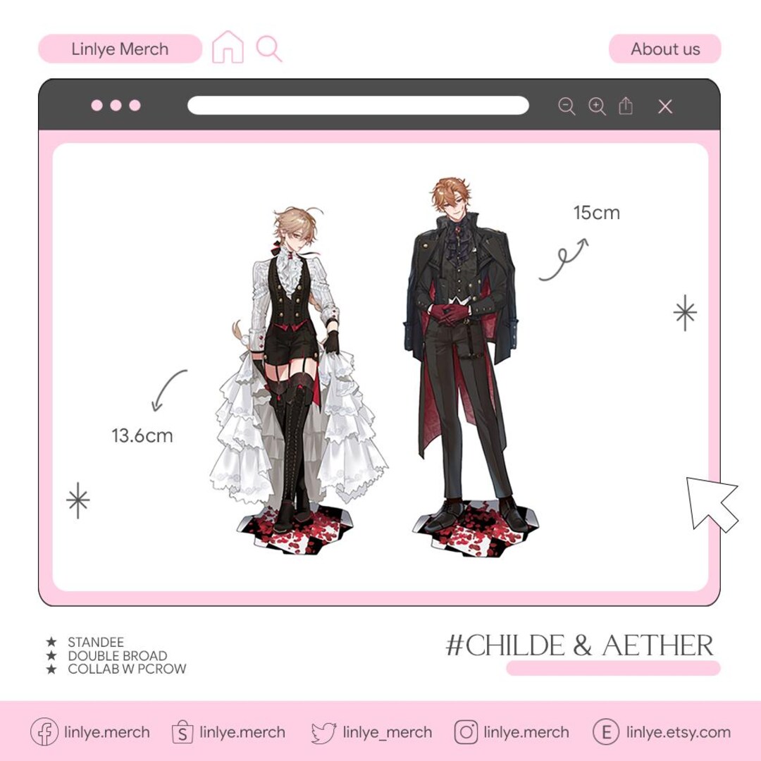 LINLYE Collab With PCROW | Standee Aether + Childe | Genshin Impact - Etsy