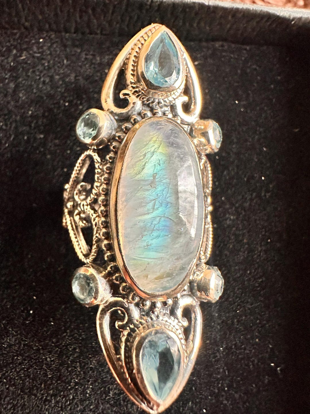 Giant Half Oz Certified Natural Natural Opal & Aquamarine 12 CTS Ring ...