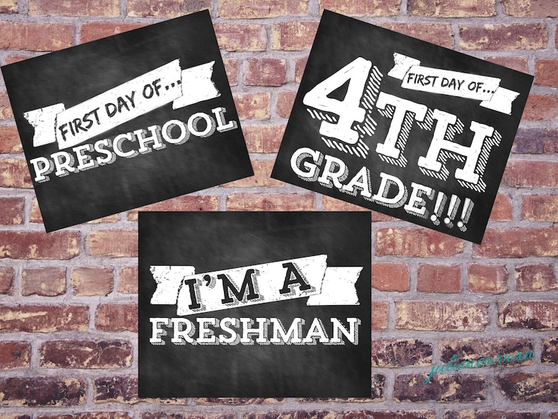 FIRST Day of School Printable Chalkboard Signs BUNDLE (20 Images ...