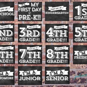 FIRST Day of School Printable Chalkboard Signs BUNDLE (20 Images ...