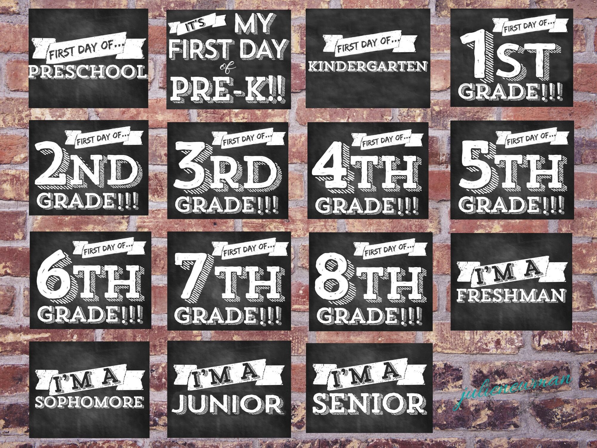 FIRST Day of School Printable Chalkboard Signs BUNDLE (20 Images ...