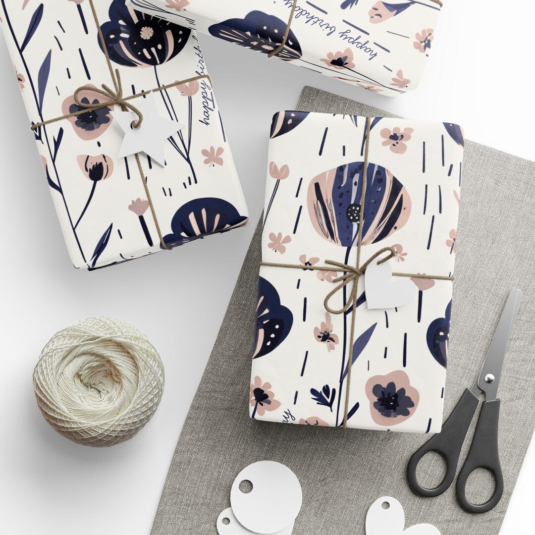 Birthday Gift Wrap, Elegant Floral Wrapping Paper, Party Decoration ...