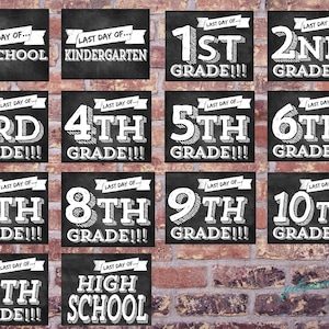 LAST Day of School Printable Chalkboard Signs BUNDLE (14 Images ...