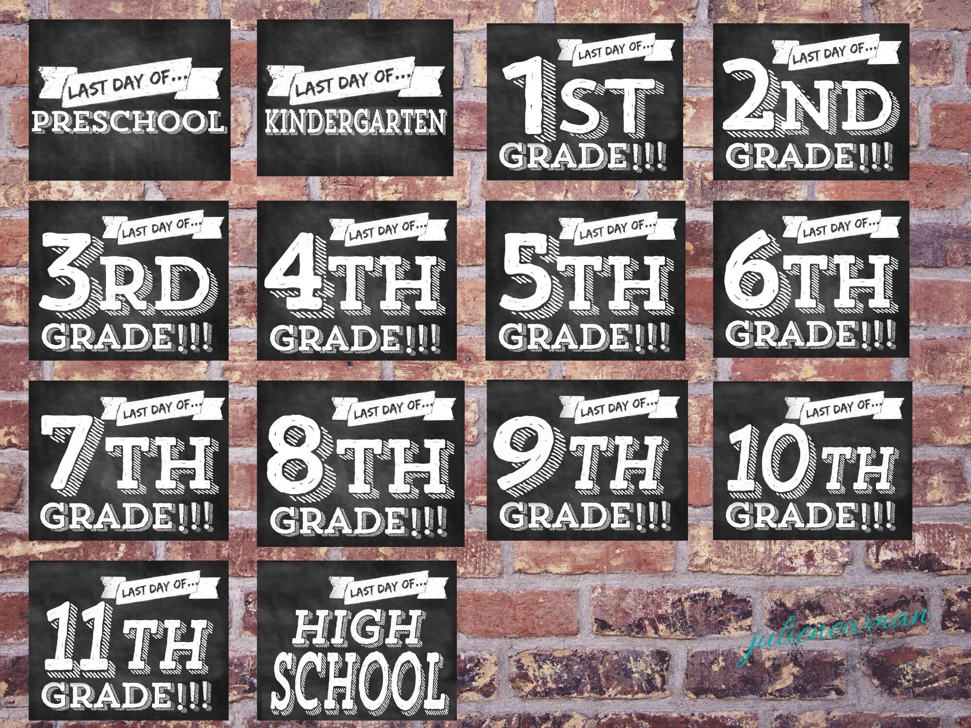 LAST Day of School Printable Chalkboard Signs BUNDLE (instant Download ...