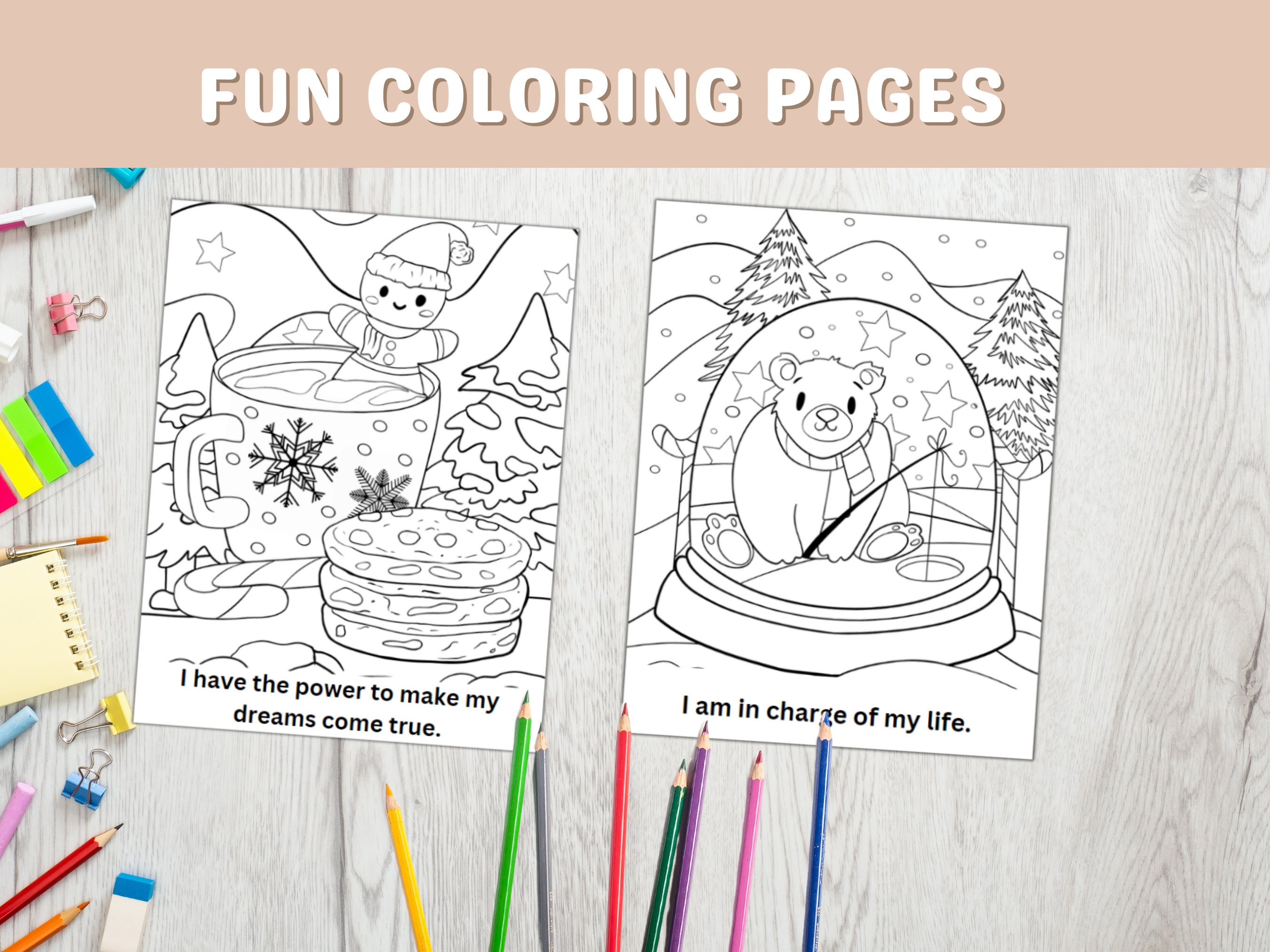 31 Positive Affirmations Christmas Winter Coloring Pages for Adults and ...