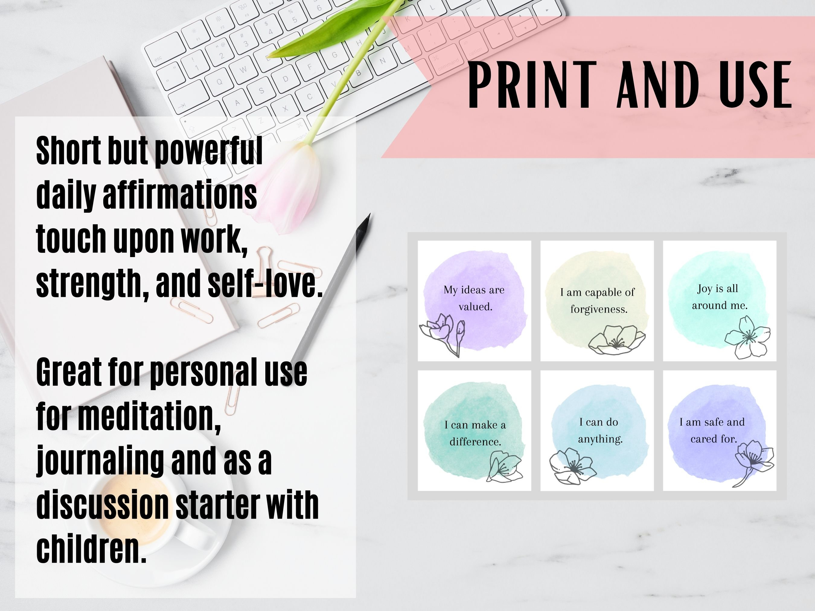Positive Affirmation Card Deck, Vision Board Printables, Self Care ...