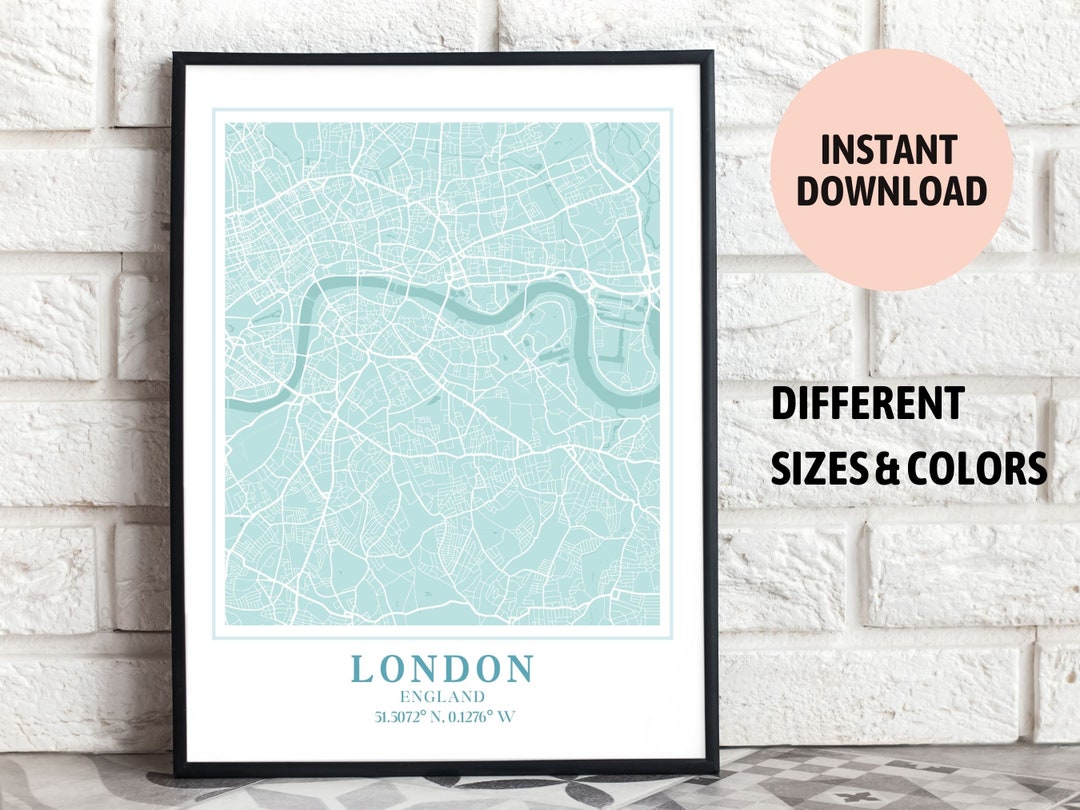Printable Map of London, England, United States, Digital Download, City ...