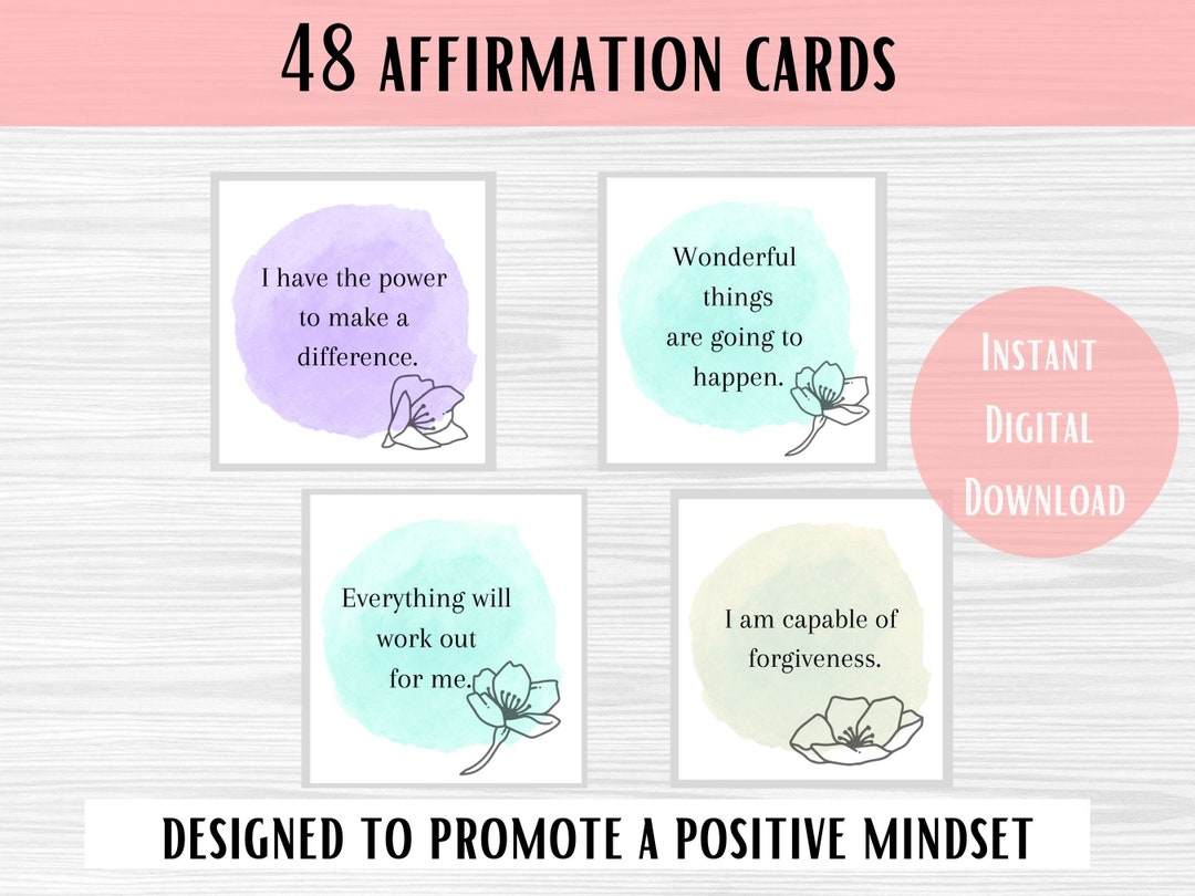 Positive Affirmation Card Deck, Vision Board Printables, Self Care ...