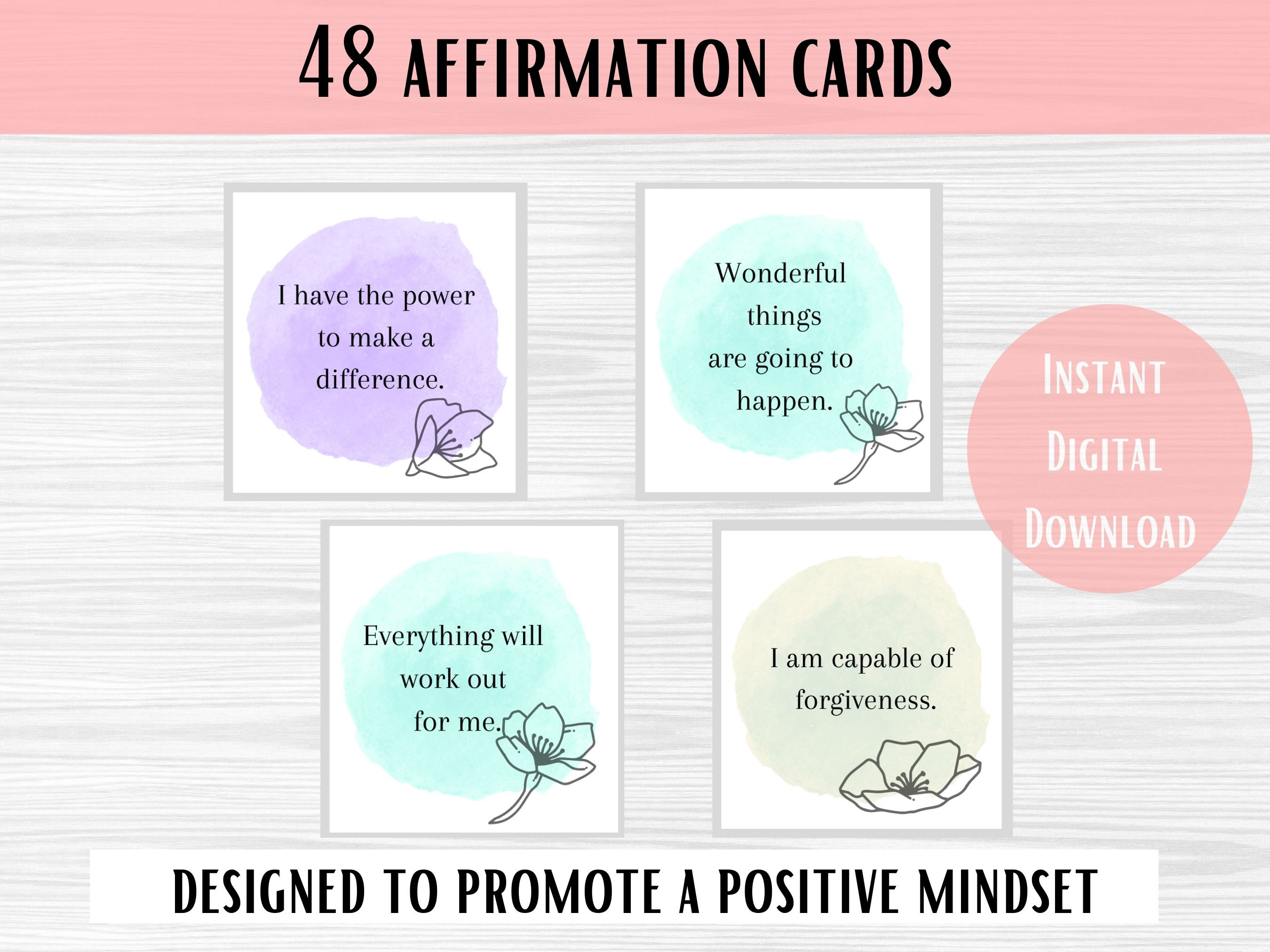 Positive Affirmation Card Deck, Vision Board Printables, Self Care ...