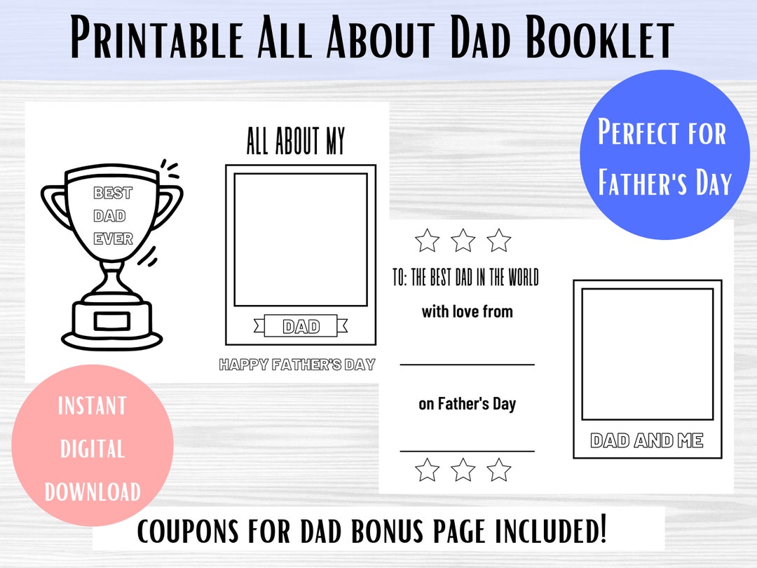 All About Dad Printable Book for Father's Day, Perfect Father's Day ...